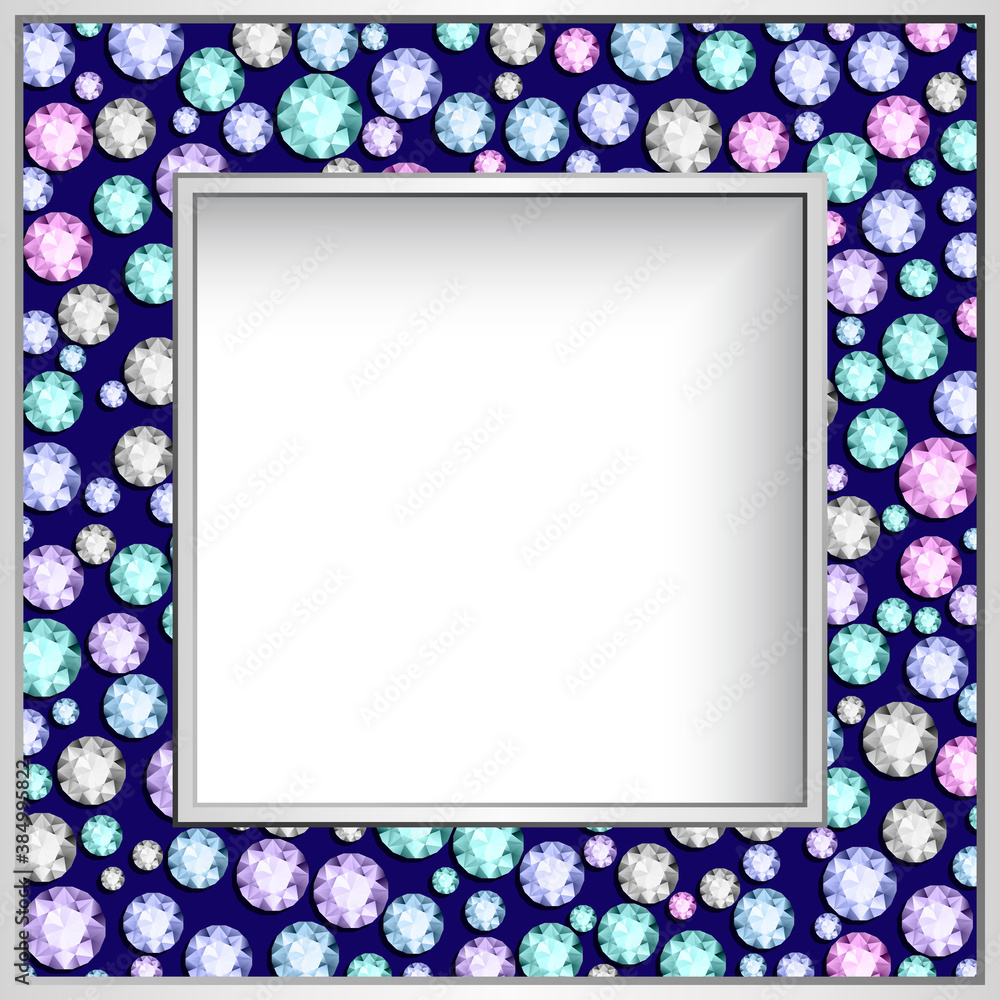 Square frame with diamond jewelry border pattern. Elegant jewellery ...