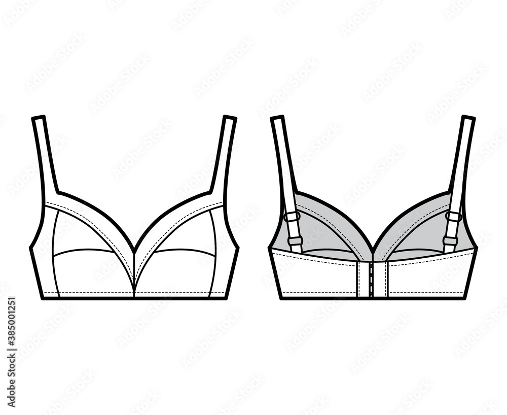Bra soft cup lingerie technical fashion illustration with full ...