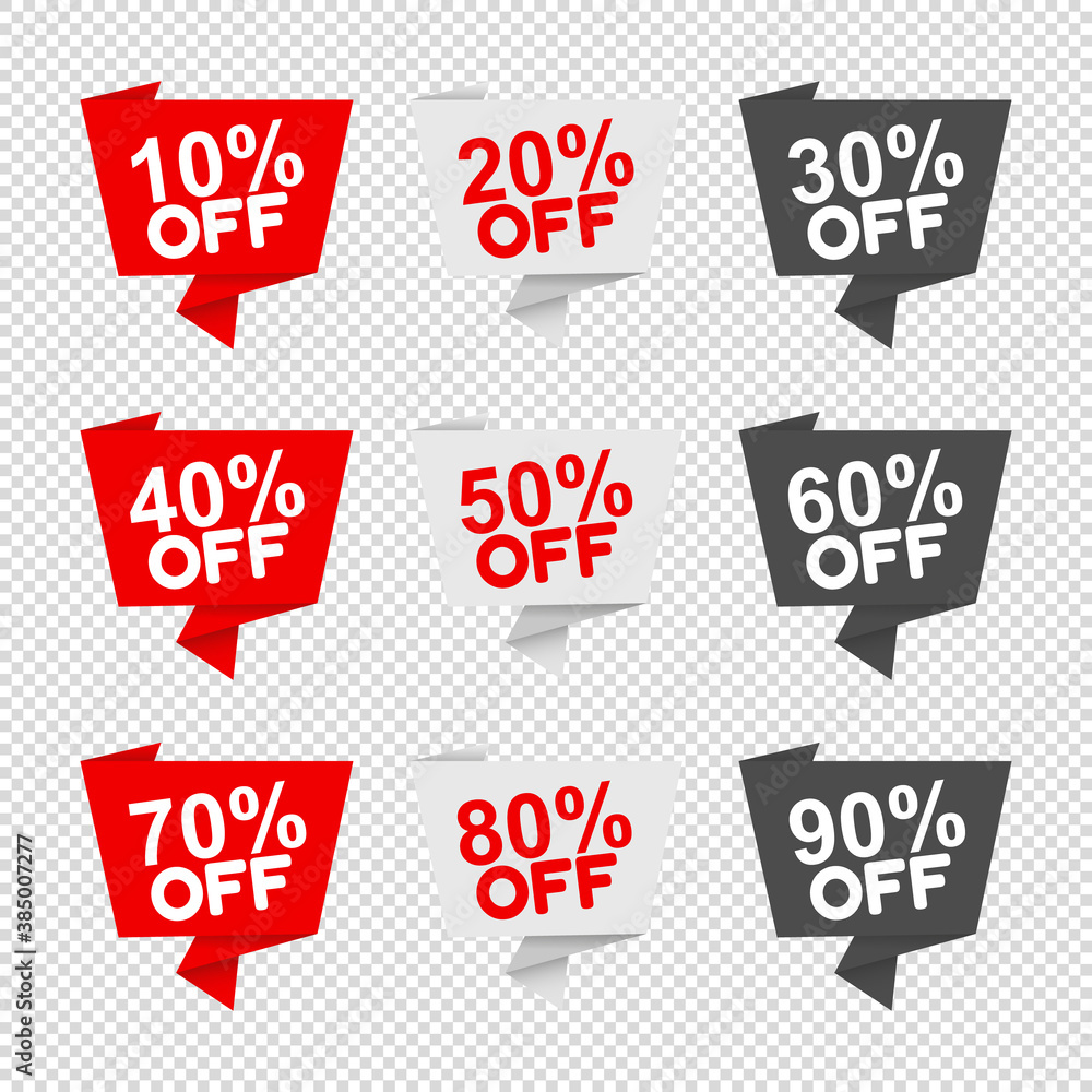 Different Percent Labels - Vector Illustrations Set - Isolated On ...