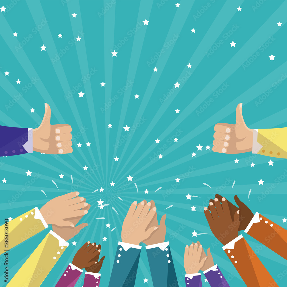 Human hands clapping isolated on blue background. Party celebration ...