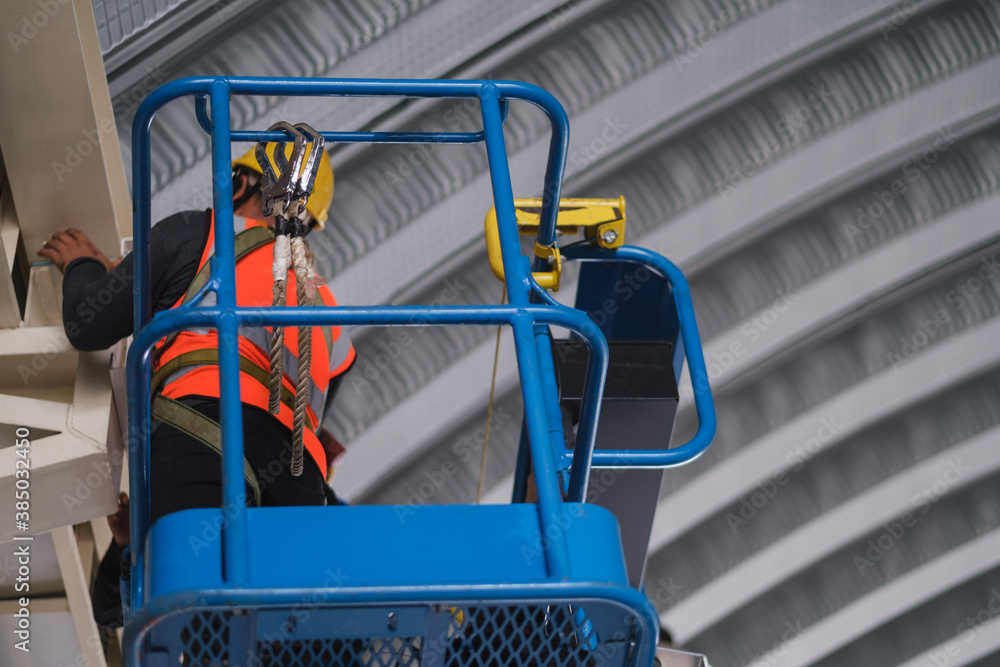 Install fire sprinkler system. In the industrial plant, pipe assembly ...