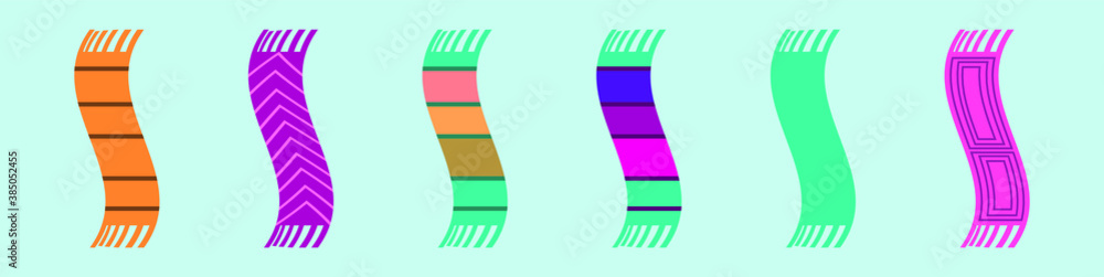 set of neck scarf cartoon icon design template with various models ...