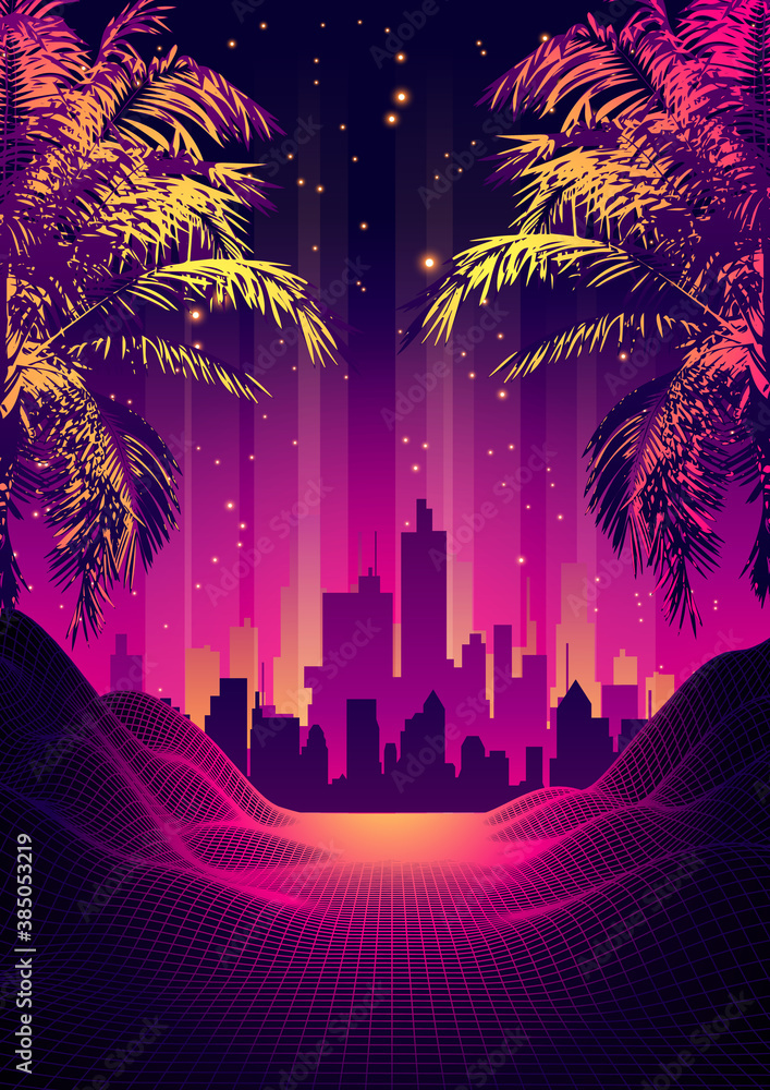 80s Futuristic Retro Future. Retro Futuristic Background 1980s Style ...