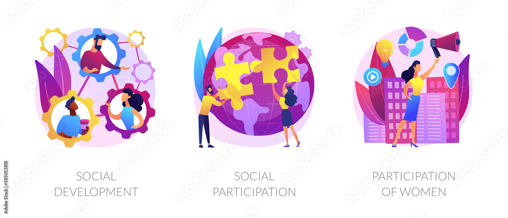 Social engagement metaphors. Participation in society, community ...