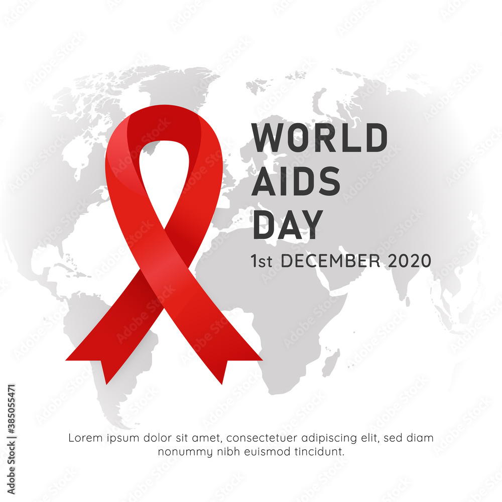 World Aids hiv day event poster with red ribbon symbol and white ...