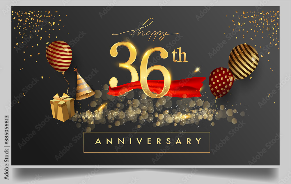 36th years anniversary design for greeting cards and invitation, with ...