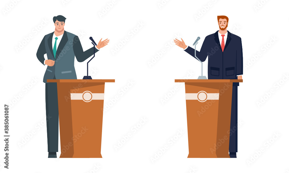 Smiling Men in Suit Having Election & Political Debate or Campaign in ...