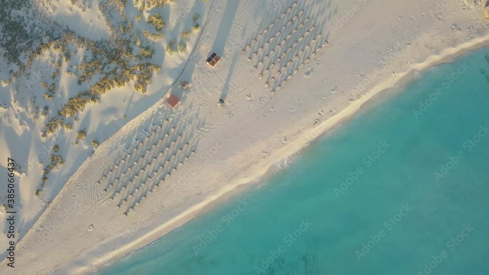 Top down aerial footage in 4k of empty beach - Mallorca Cala Mesquida ...