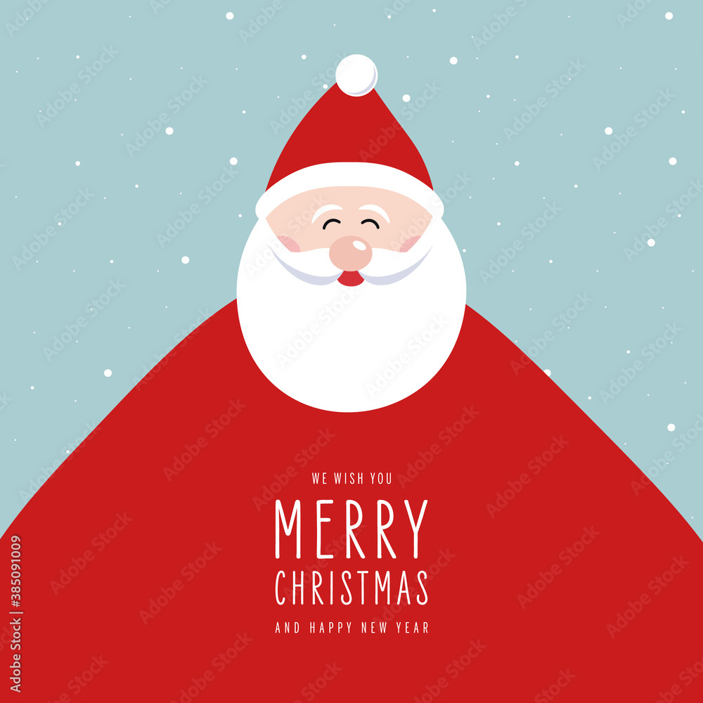 Santa cute cartoon big body copy space for greetings background Stock ...
