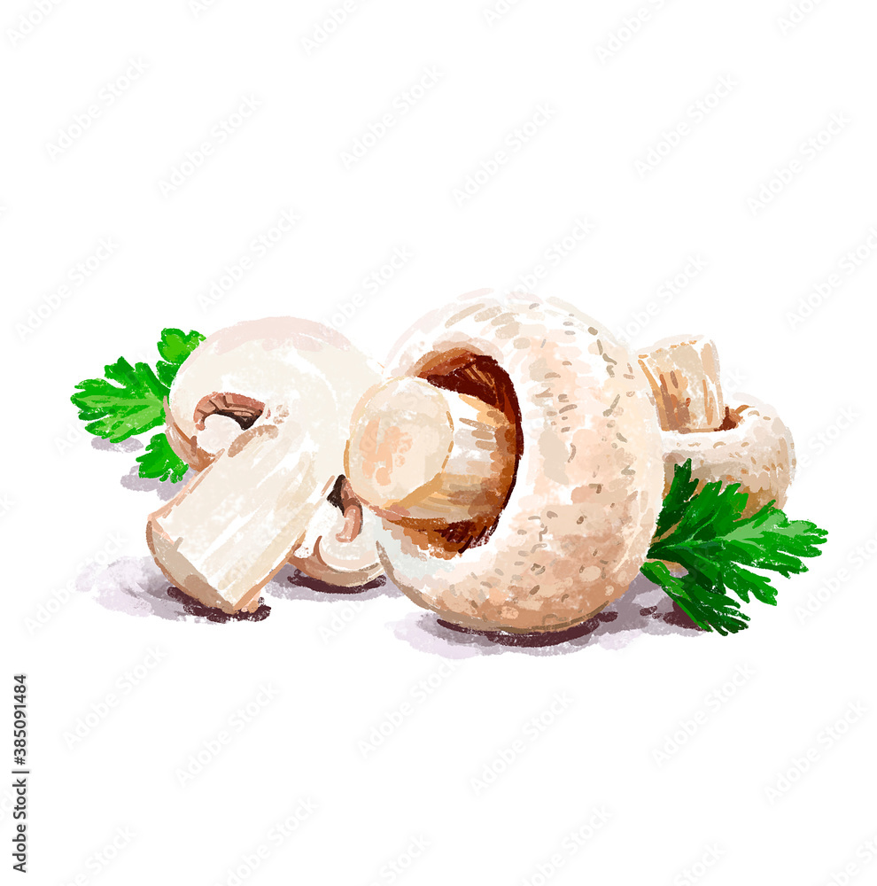 Vegetable set. Mushrooms, garlic, parsley, blob. Harvest and ...
