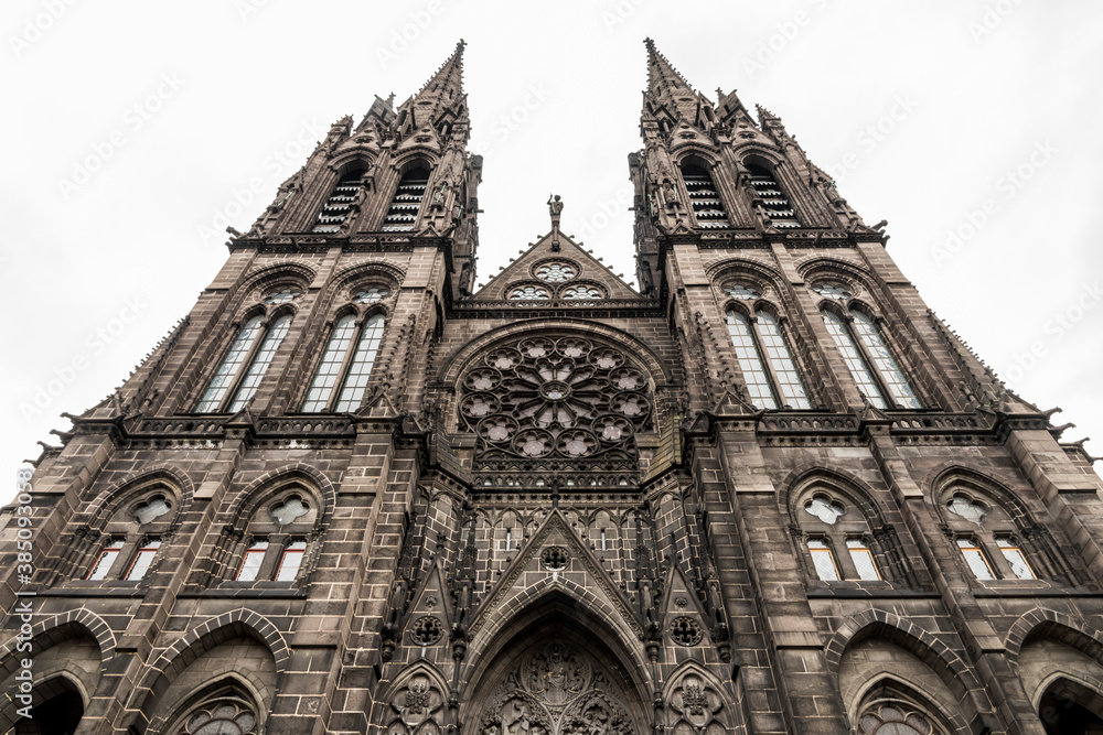 Clermont-Ferrand, France. The towers of the Gothic Cathedral of Our ...