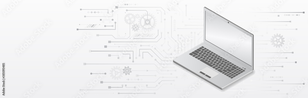 3d Digital laptop templates. Mockup notebook device on the gray ...