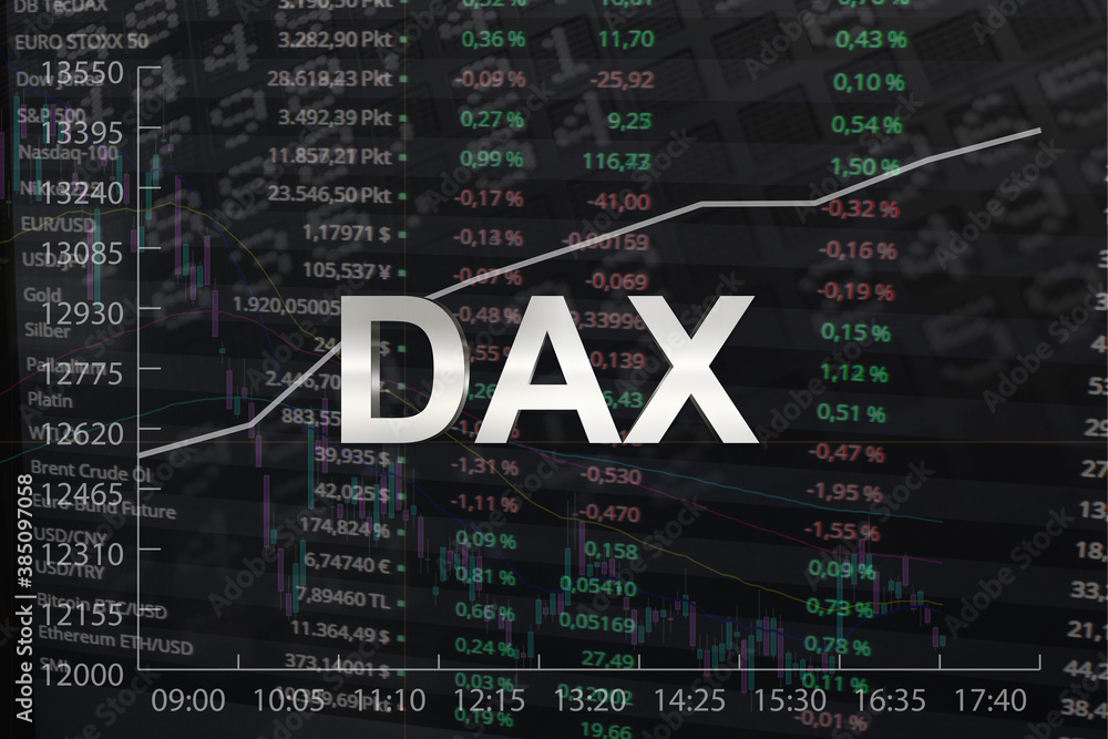 German Stock Exchange Dax chart with data table Stock Illustration | Adobe Stock