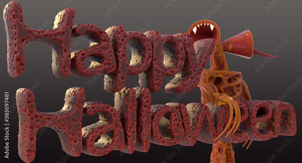 Scary siren head 3D model. Background for Halloween Stock Illustration ...