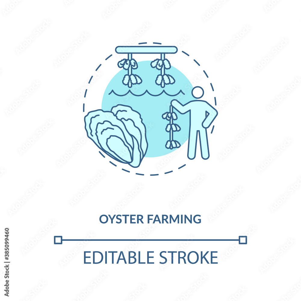 Oyster farming concept icon. Luxury seafoods growing. Healthy organic ...
