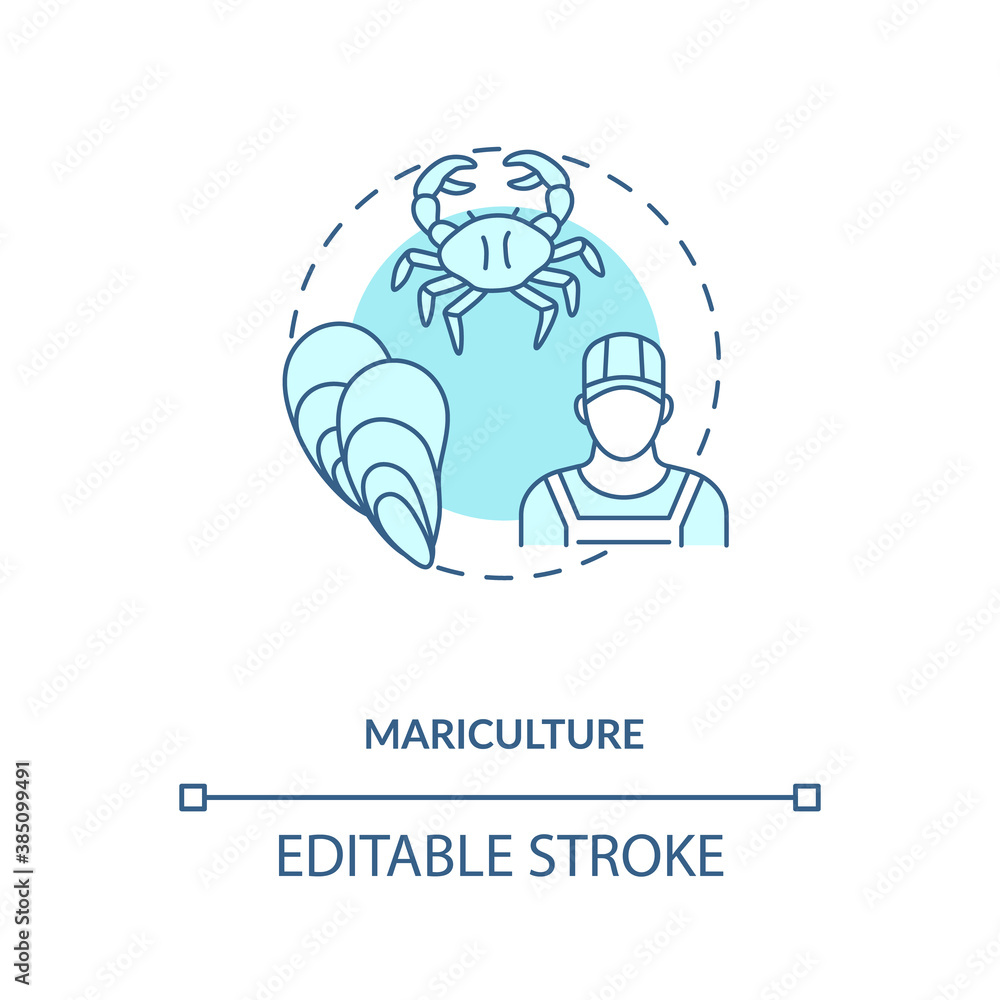 Mariculture concept icon. Shellfish production. Seafoods growing places ...