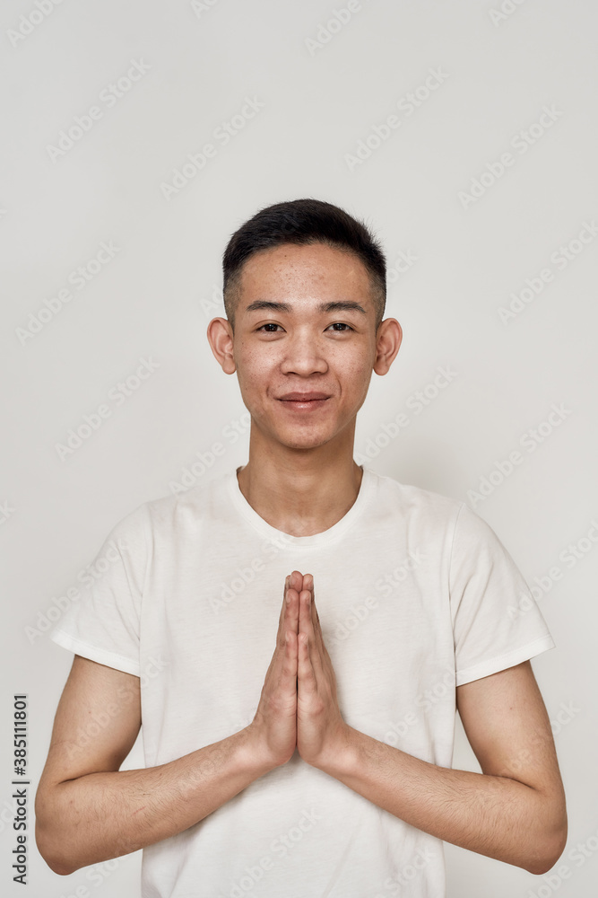 Portrait of young asian man with problematic skin and hyperpigmentation ...