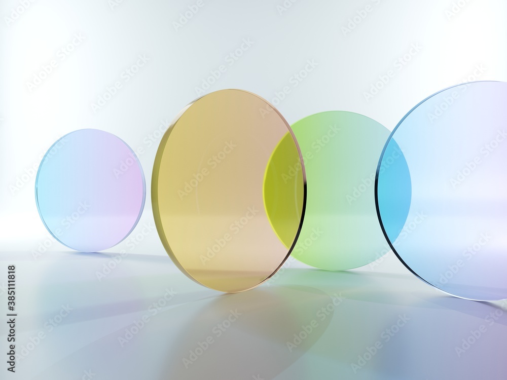 3d render, abstract modern minimal background with colorful translucent ...