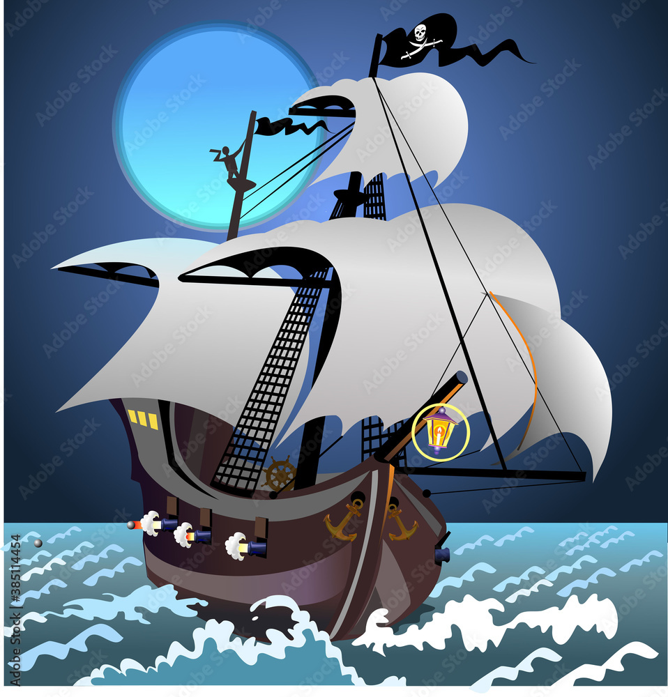 Pirate ship: flying Dutchman Stock Vector | Adobe Stock