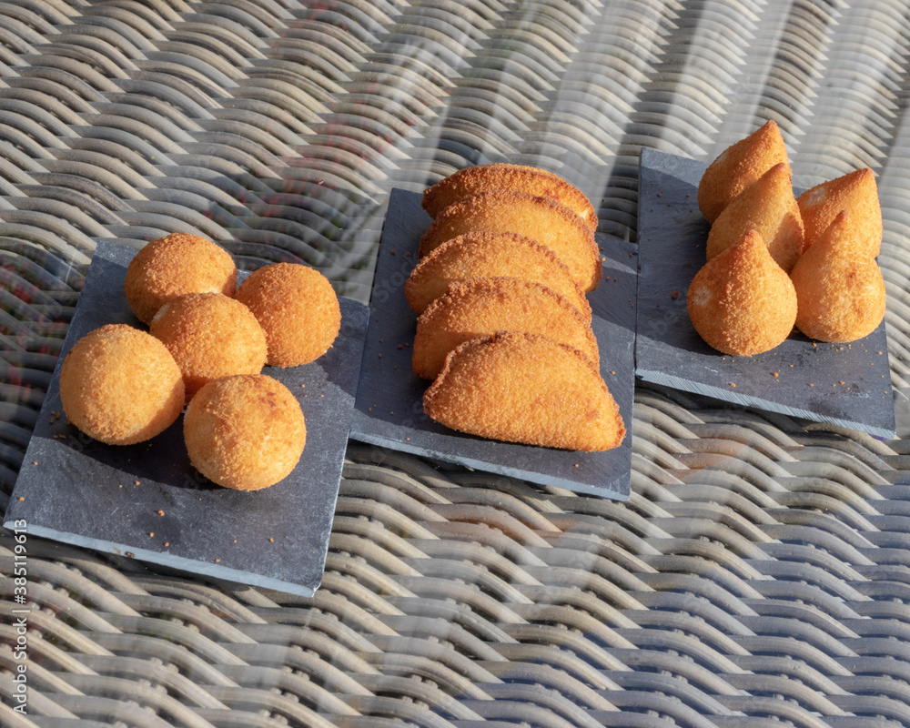 Salgados, salgadinhos, Brazilian snacks and finger food Stock Photo ...