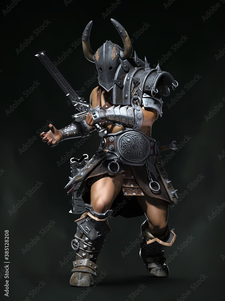 Medieval soldier, the barbarian. 3d illustration Stock Illustration ...