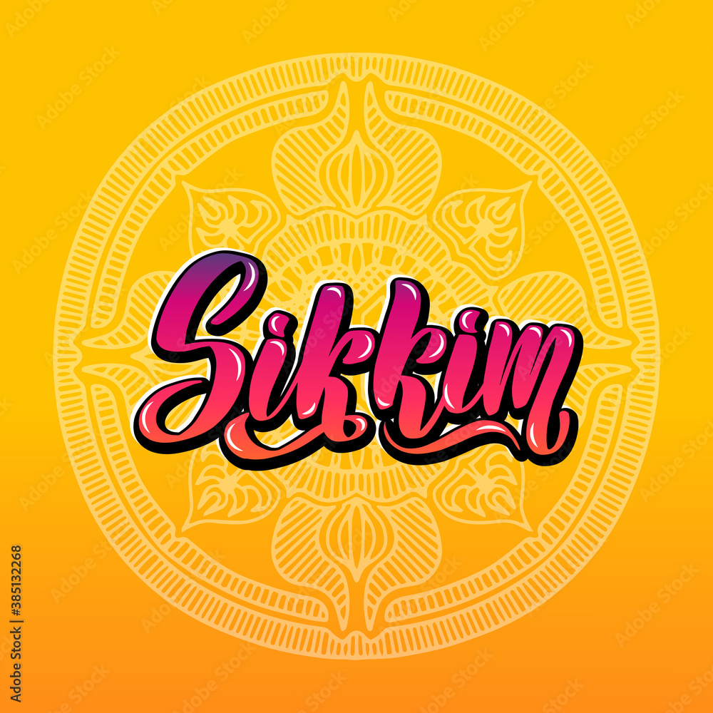 Sikkim Handwritten stock lettering typography. States of India. Stock ...