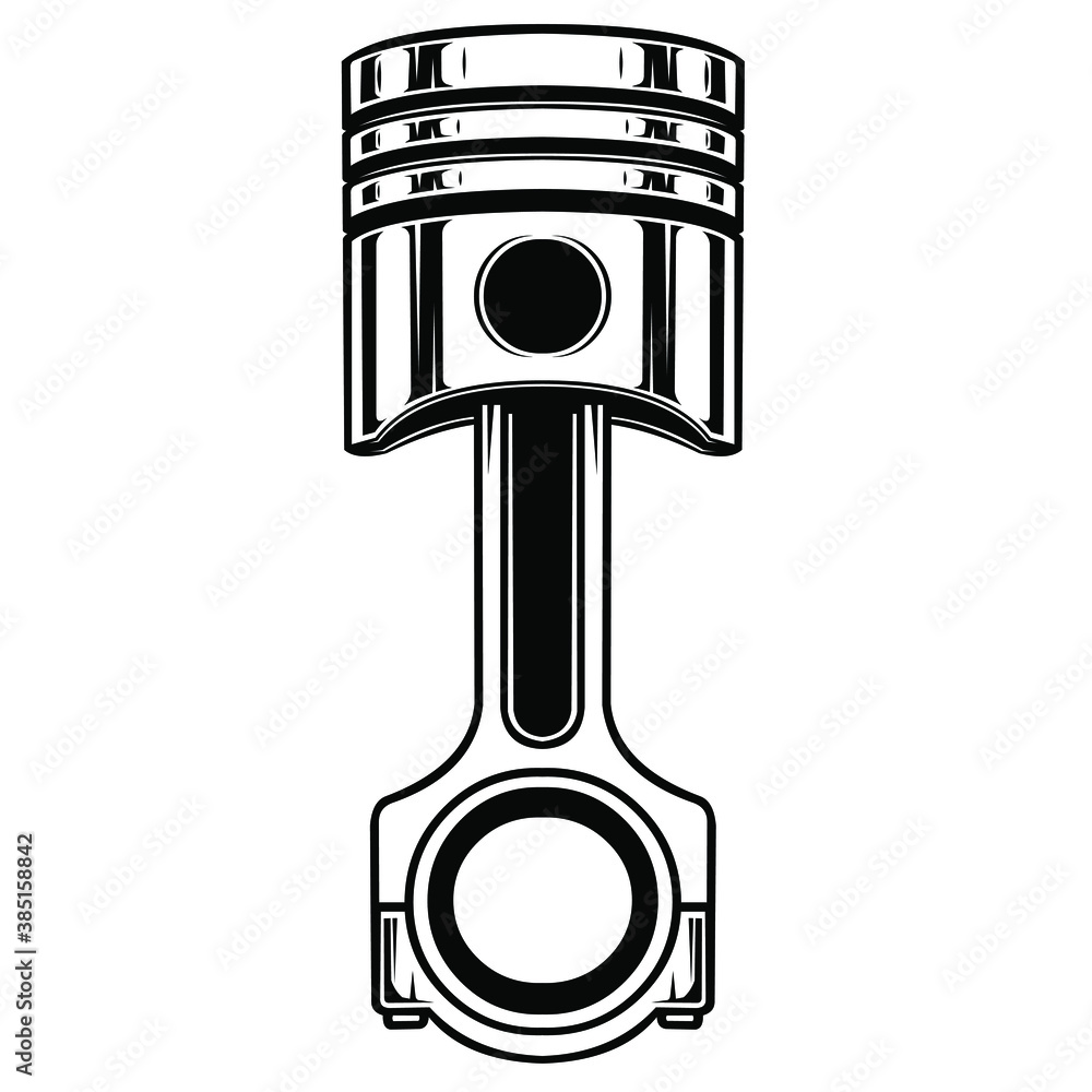 Piston vector on black and white background, piston silhouette Stock ...