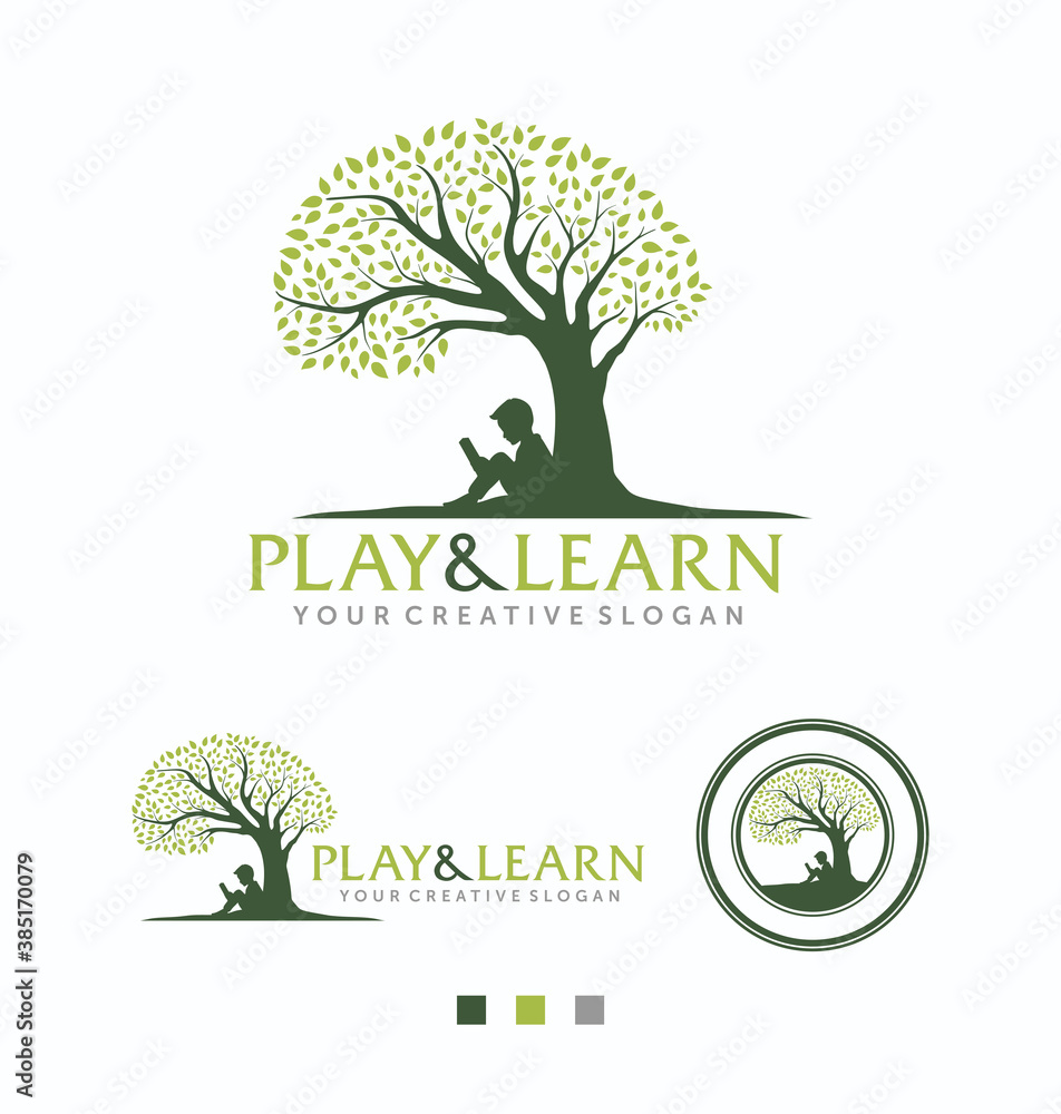 Education Logo, Boy reading book, Preschool Logo Vector Stock Vector ...