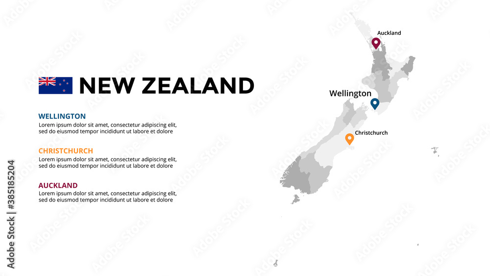 New Zealand vector map infographic template. Slide presentation ...