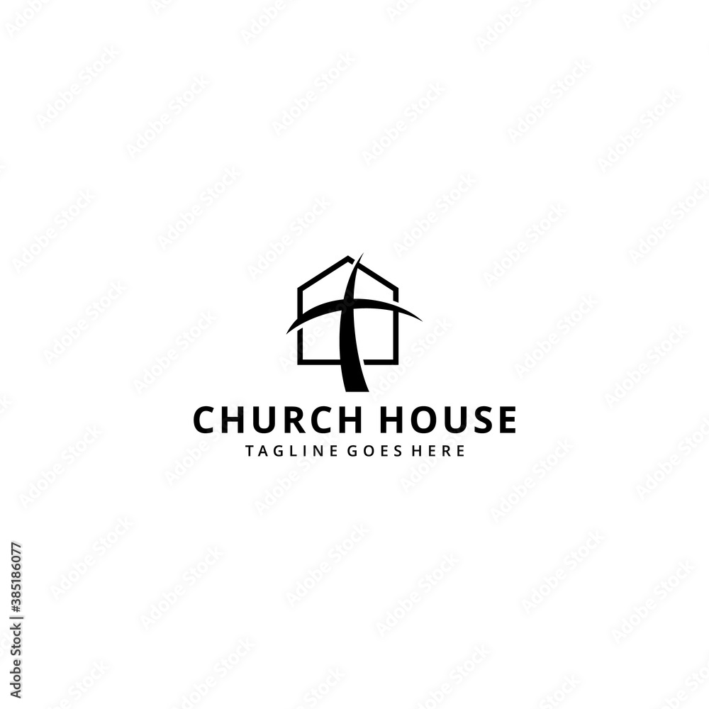 Modern church religion logo with house sign modern vector graphic ...