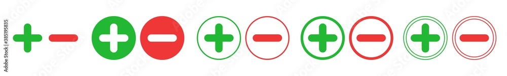 Plus Minus Icon Red Green | Positive Negative Buttons Illustration ...