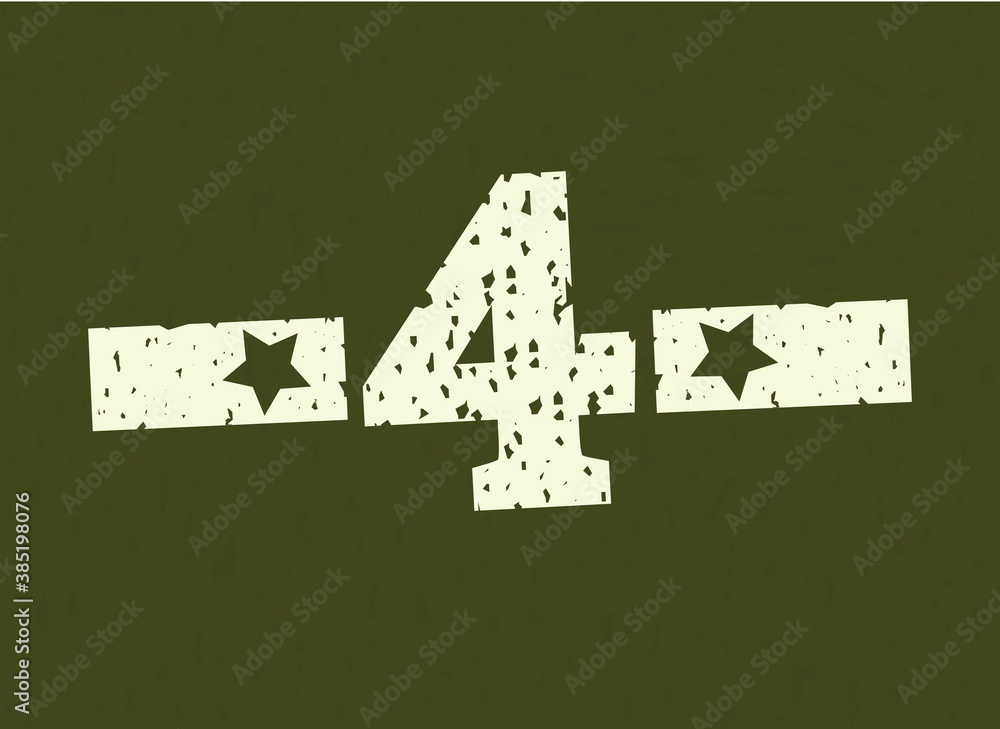 4 badge number Military, Army design with star on camouflage background ...