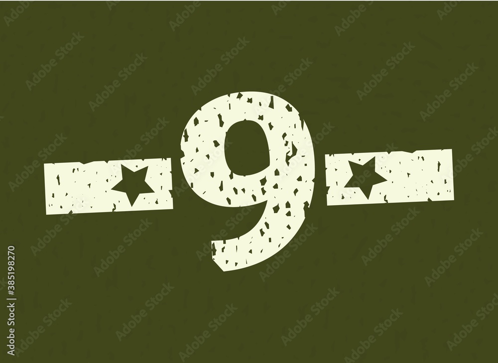 9 badge number Military, Army design with star on camouflage background ...
