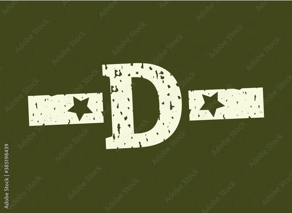D badge letter Military, Army design with star on camouflage background ...
