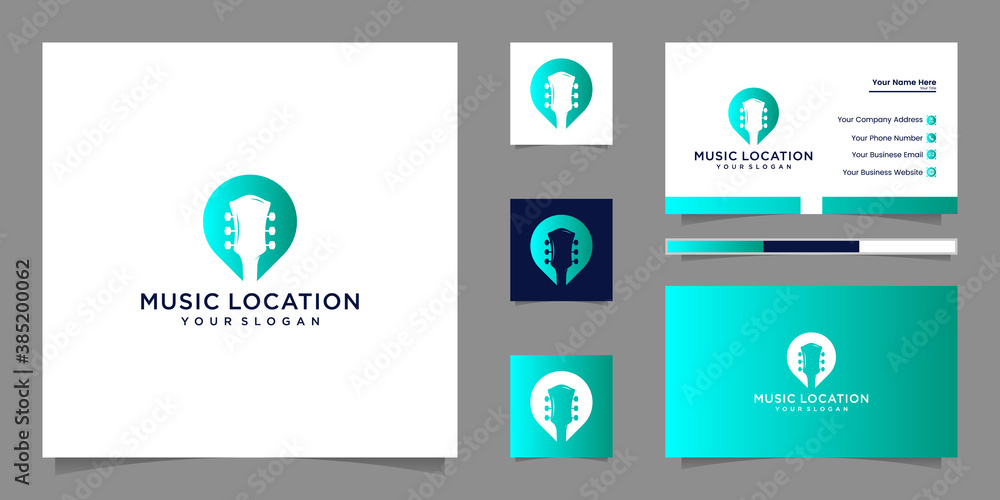 Music location logo design, music pin and guitar logo design, and ...