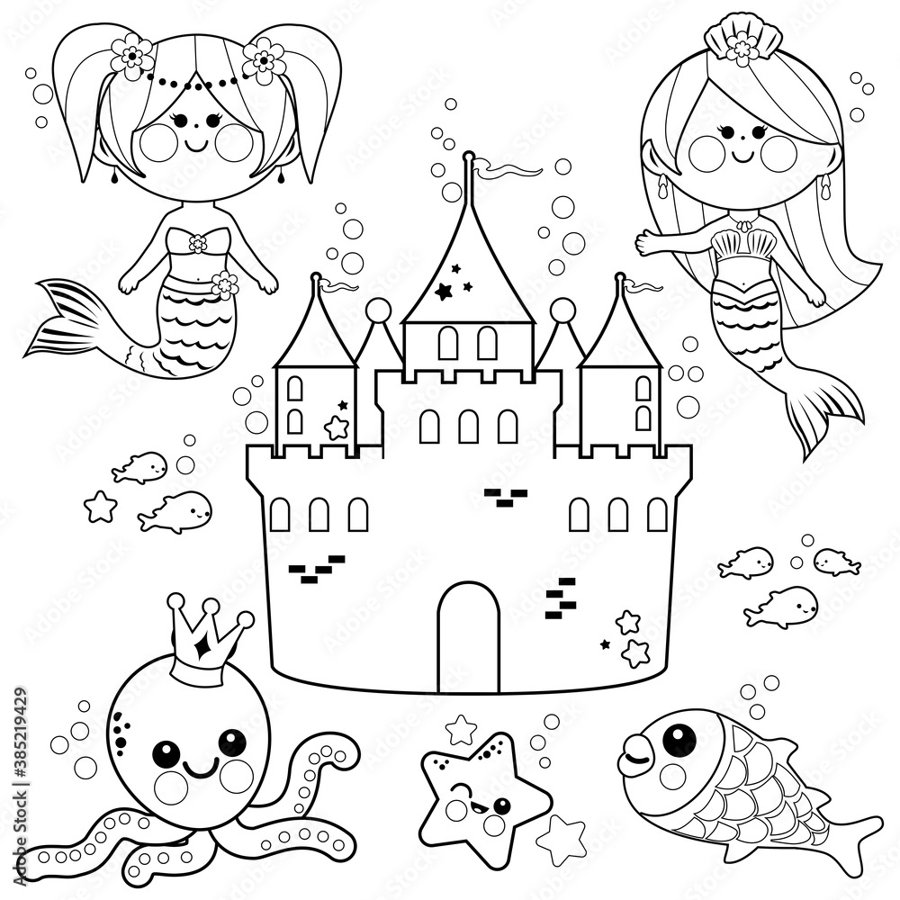Little Mermaid Castle Coloring Page Coloring Pages