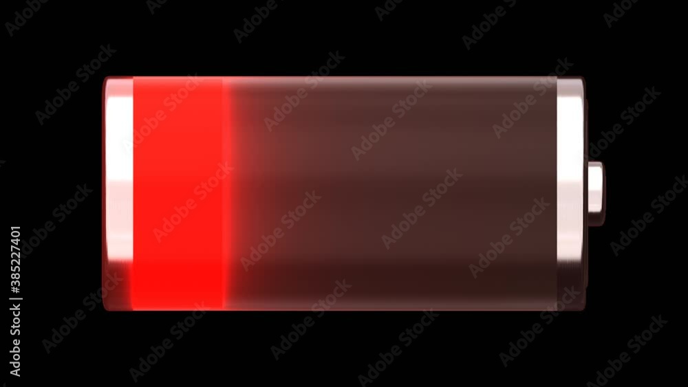 Blinking low battery rendered as PNG RGBA in UHD, includes alpha ...