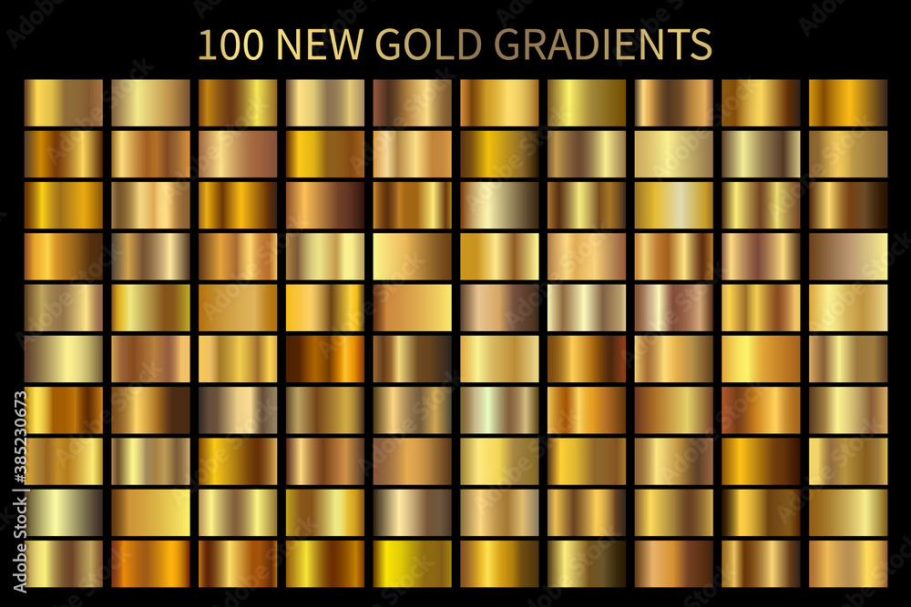 Gold Gradient vector set. Shiny, elegant golden, bronze, copper ...