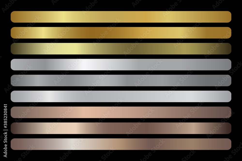 Gold, silver, bronze gradients vector set vector de Stock | Adobe Stock Gold, silver, bronze gradients vector set vector de Stock | Adobe Stock