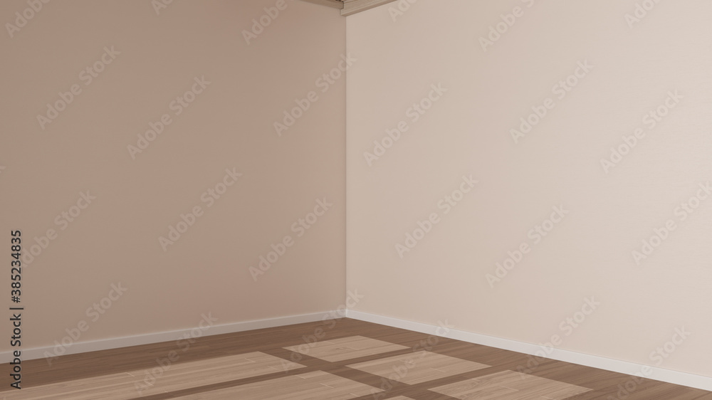 Empty room interior design, open space with white walls and parquet ...