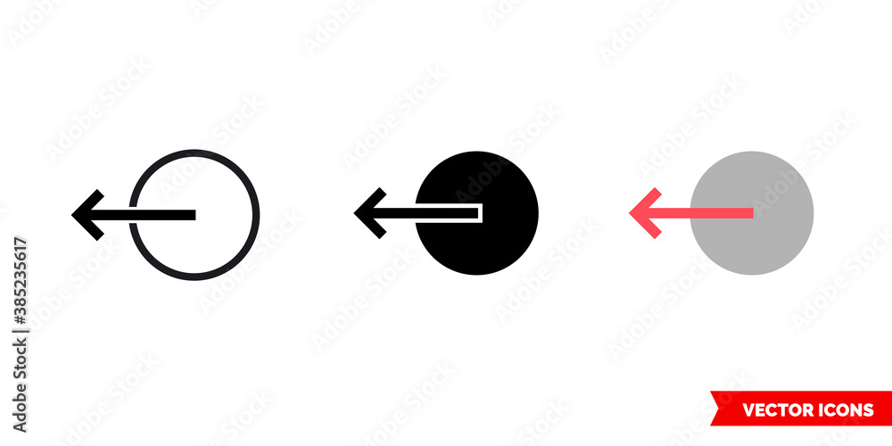 Move left icon of 3 types color, black and white, outline. Isolated ...