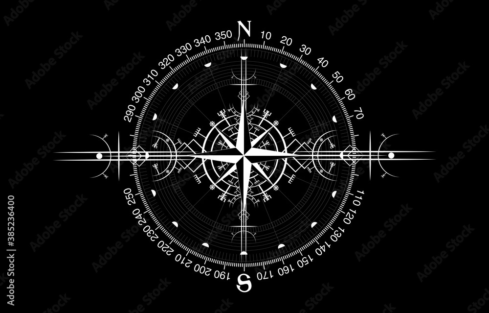 Magic ancient viking art deco, wind rose magic navigation compass ...