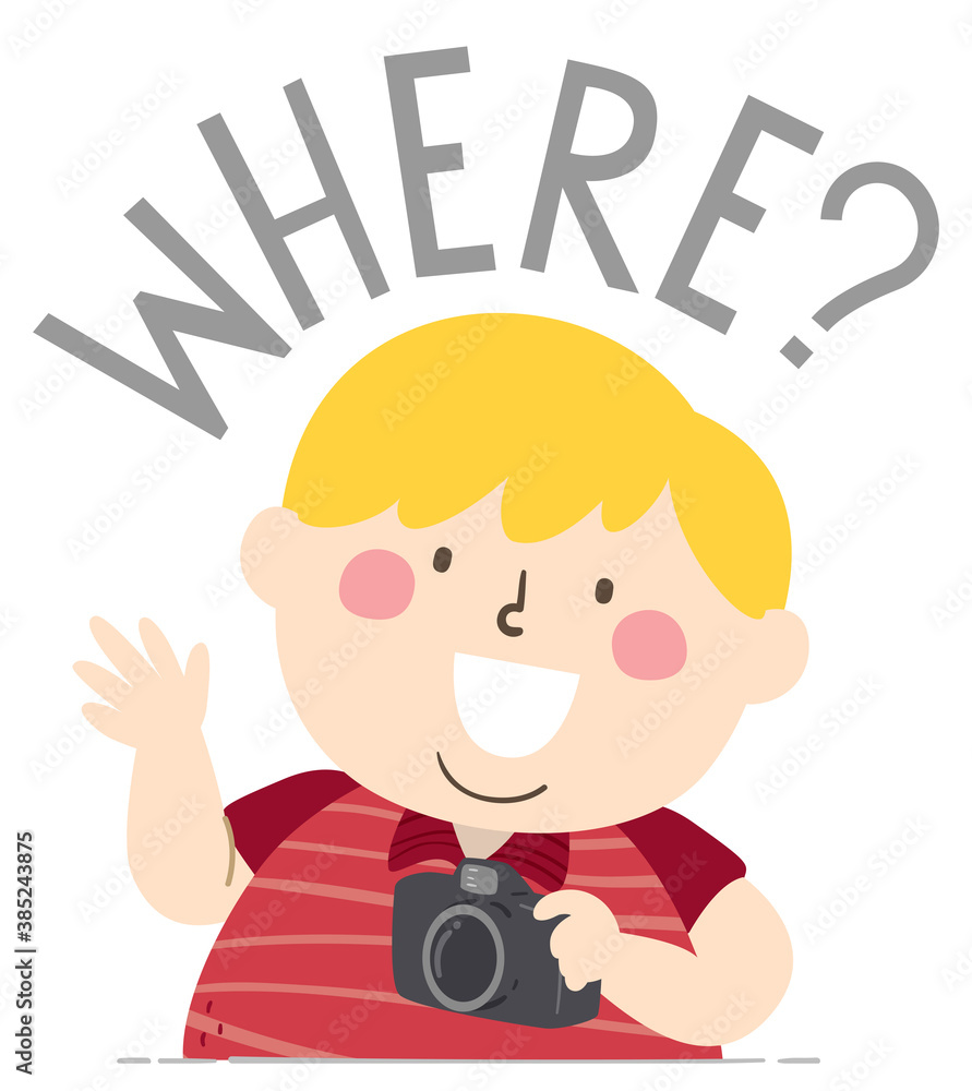 Kid Boy Journalism Question Where Illustration Stock Vector | Adobe Stock