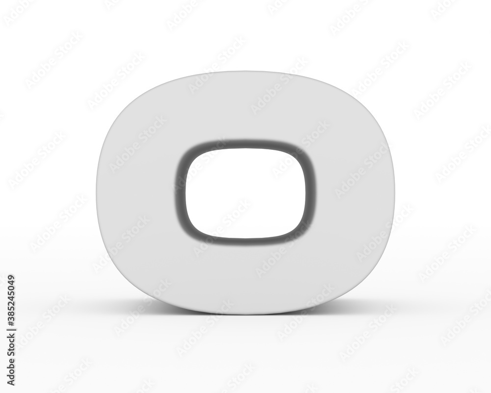Number 0 - white gray futuristic 3d font standing isolated on white ...