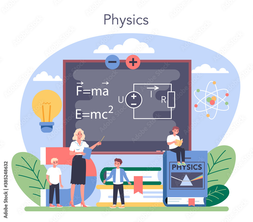 Physics school subject concept. Scientist explore electricity Stock ...