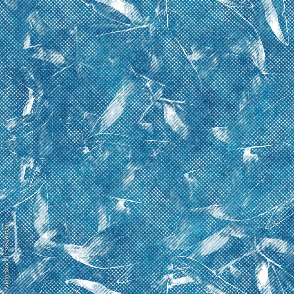 Seamless blue ink pen crosshatch blueprint leaves pattern. High quality ...