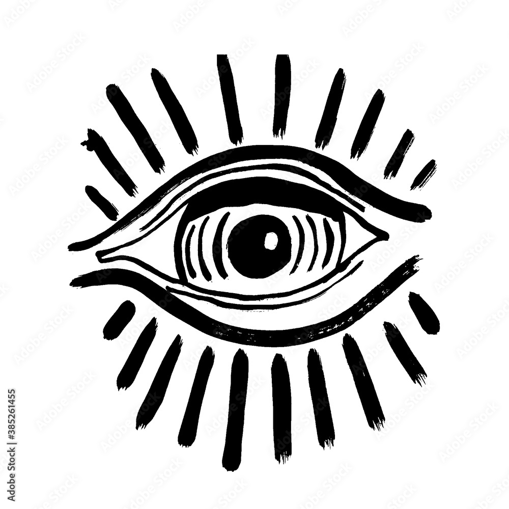Blackwork tattoo flash. Eye of Providence. Masonic symbol. All seeing ...