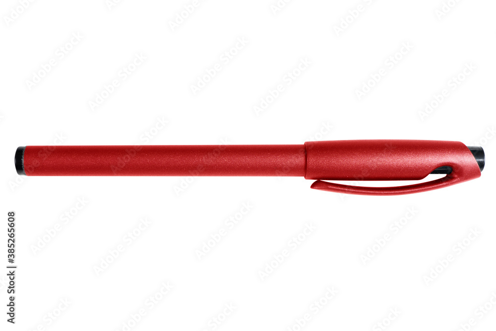 Red pen isolated on white background with clipping path. Red ballpoint ...