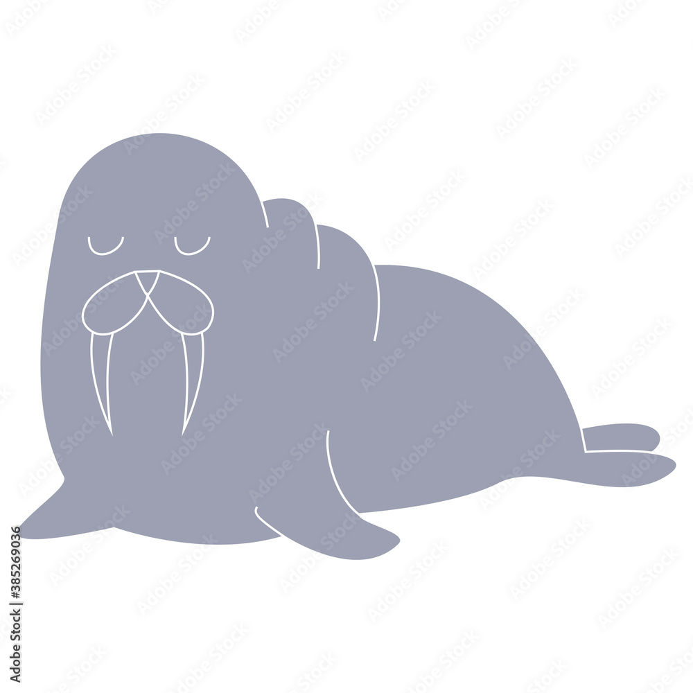 Cartoon cute walrus isolated on white background Stock Vector | Adobe Stock