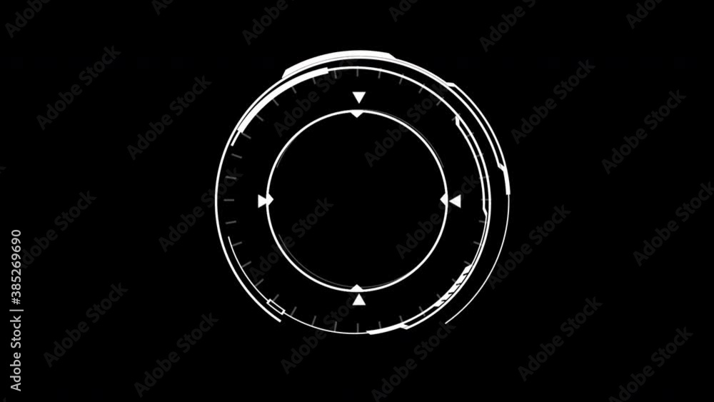 White HUD Circle User interface on isolated black background. Target ...